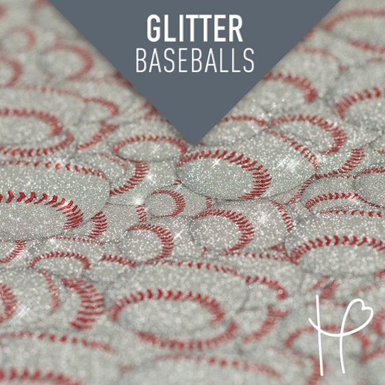 Happy Face Glitter Pattern Adhesive Vinyl - Baseballs | Happy Crafters ...